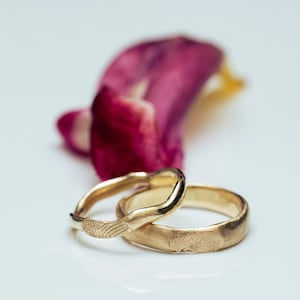 14k Solid Gold Fingerprint Ring. Wedding Ring Set His and Her - Etsy