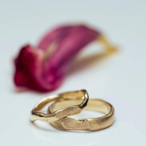 14k Solid Gold Fingerprint Ring. Wedding Ring Set His and Her - Etsy