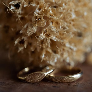 Couples Solid Gold Fingerprint Ring. Wedding Ring Set His and Her - Etsy