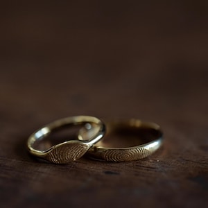 Couples Solid Gold Fingerprint Ring. Wedding Ring Set His and Her - Etsy