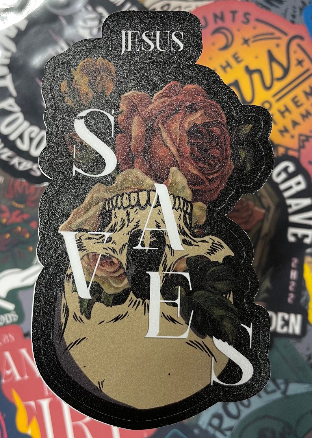 Skull Roses Sticker, Vinyl Sticker, Christian Sticker, Jesus Decal, God ...