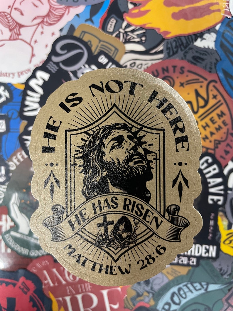 Risen Jesus Vinyl Sticker, Christian Decal, Waterproof Laptop Label - Etsy