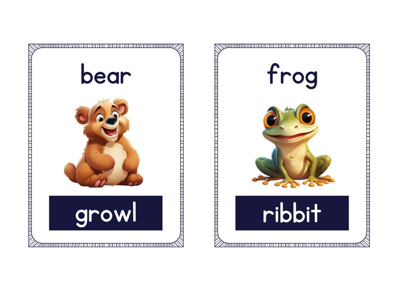 Flash Cards, Montessori Flashcards, 16 Animals and Their Sounds. Comes ...