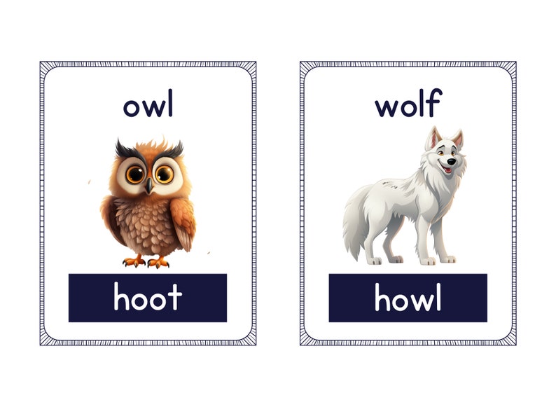 Flash Cards, Montessori Flashcards, 16 Animals and Their Sounds. Comes ...