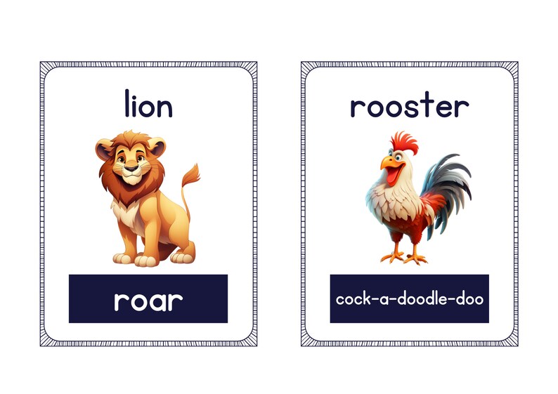 Flash Cards, Montessori Flashcards, 16 Animals and Their Sounds. Comes ...