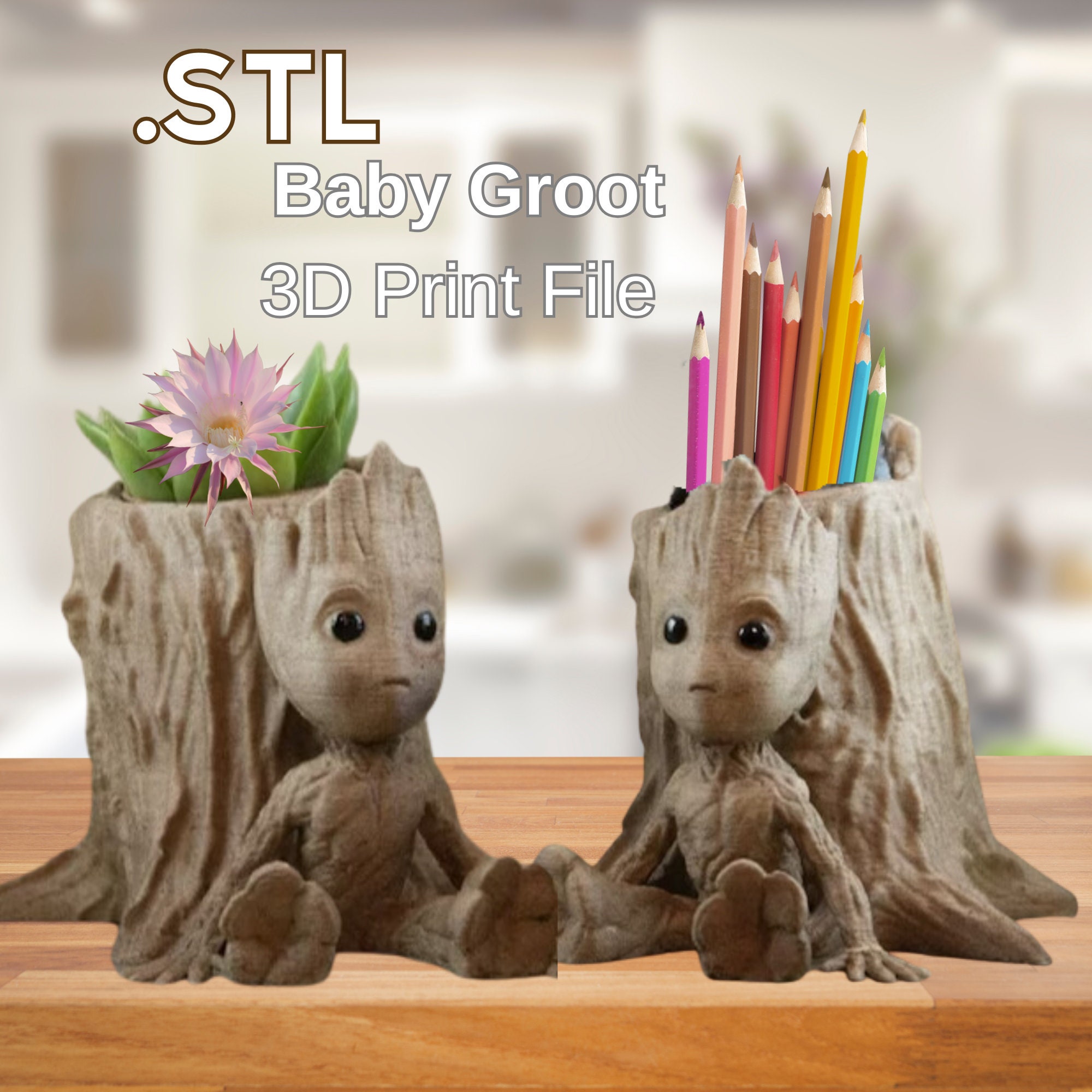 Exclusive Baby Groot Pencil Holder Ready-to-print STL File for 3D ...