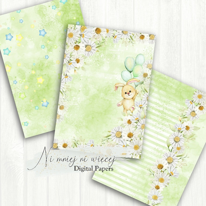 A4 Little Man Collection, Printable Digital Papers With Baloons, Bears ...