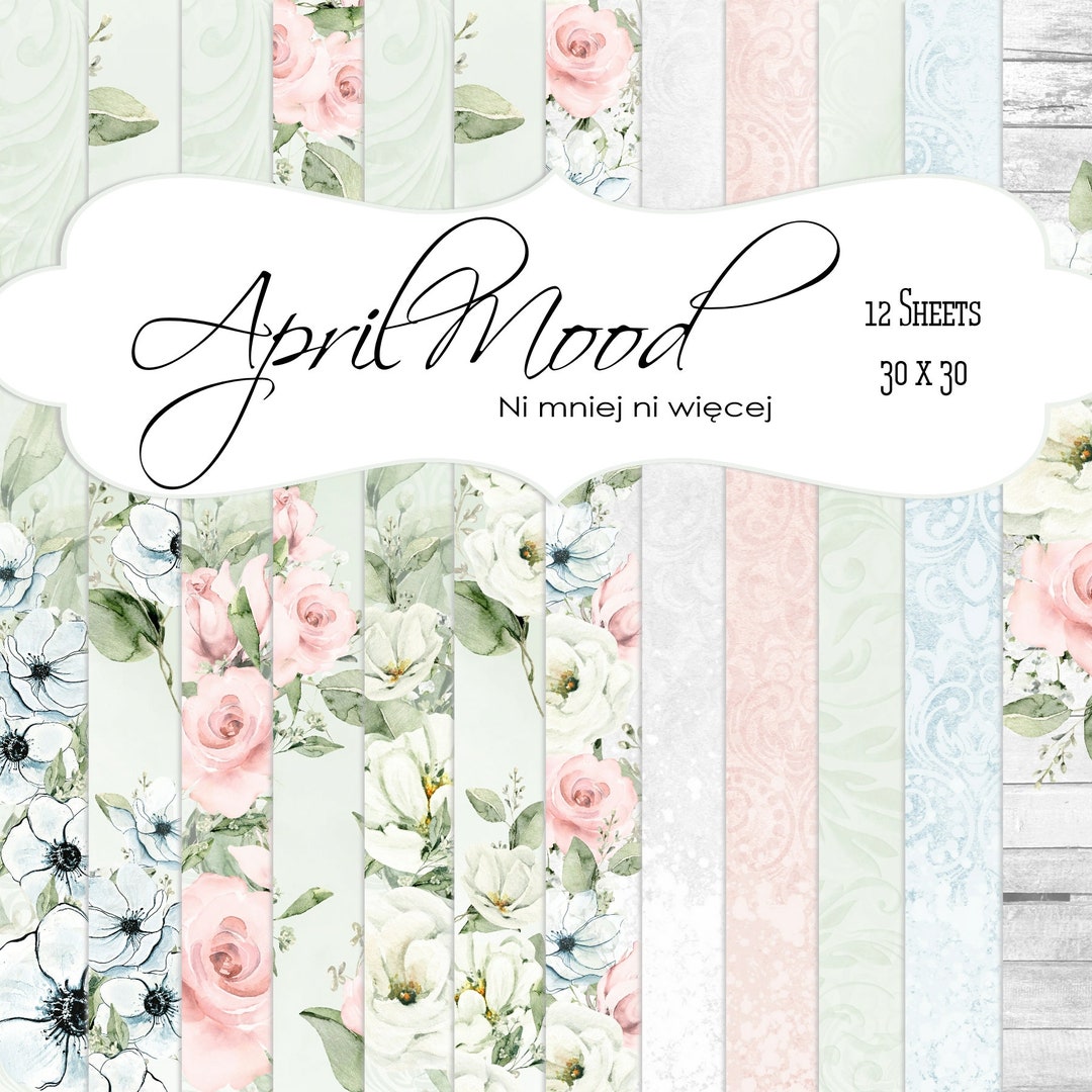 April Mood, Printable Digital Papers, Pastel Spring Floral Papers for ...
