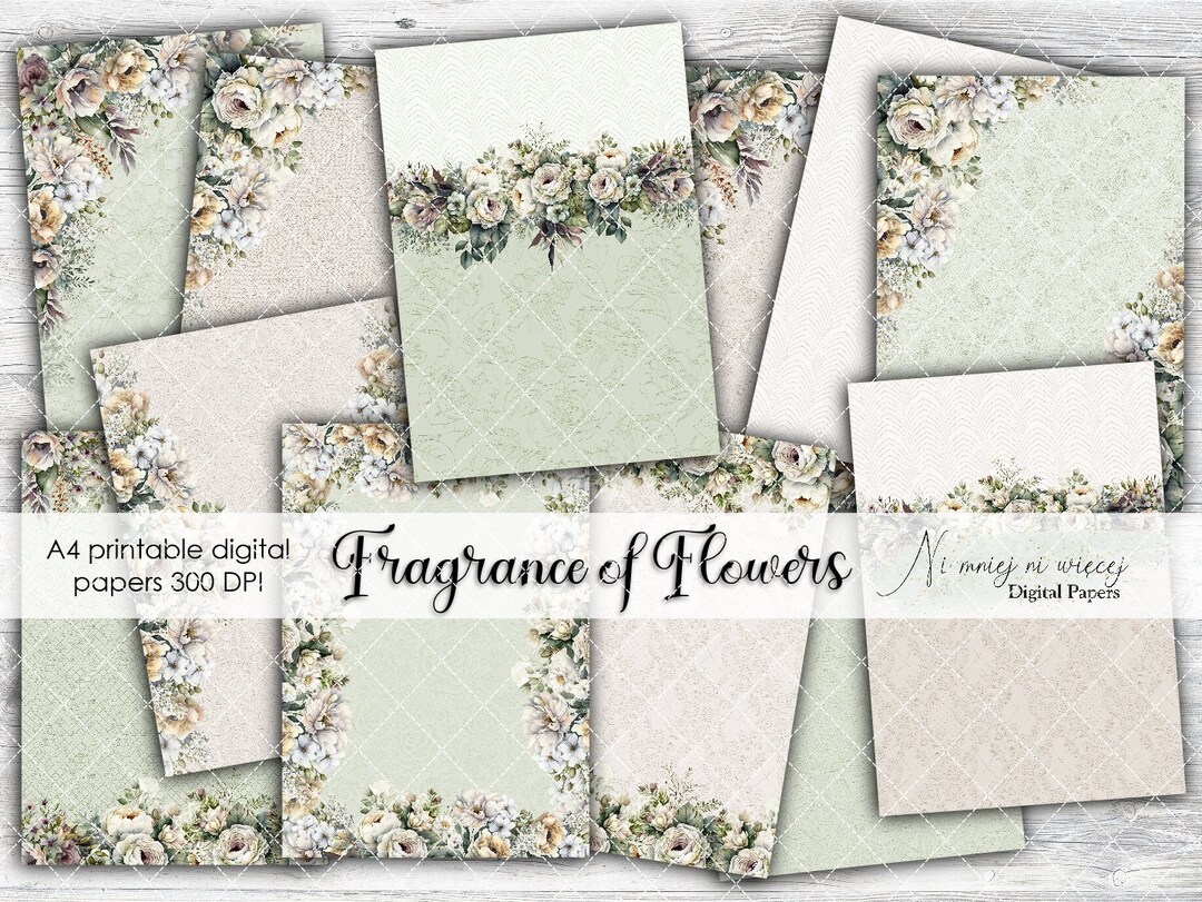 A4 Fragrance of Flowers Collection, Printable Wedding Digital Papers ...