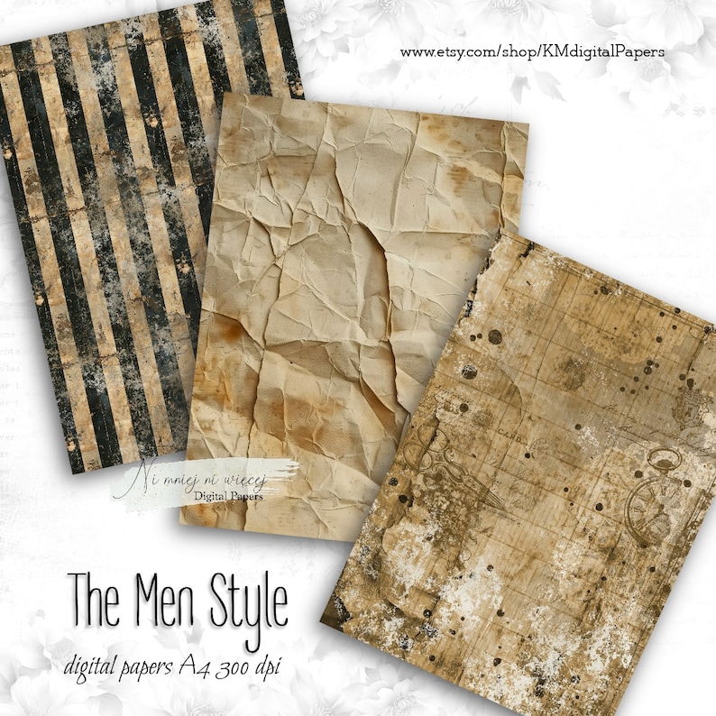 A4 the Men Style Collection, Printable Digital Papers, JPEG Paper Pack ...