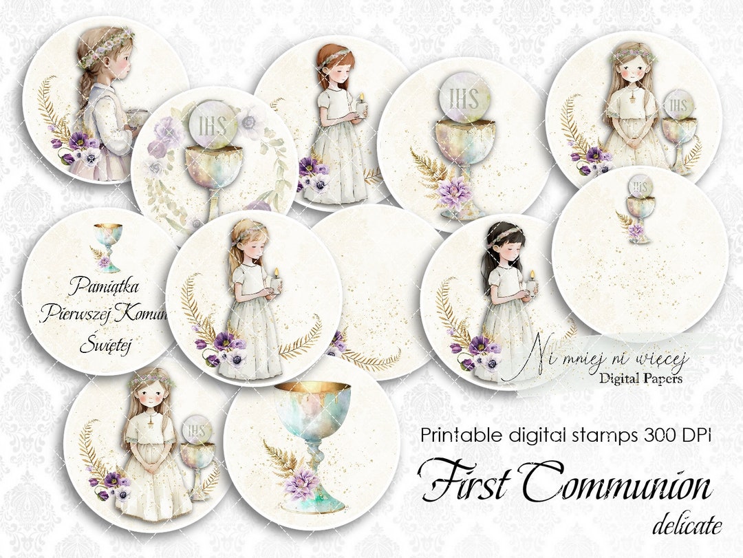 First Communion Circle Tags, Holy Communion Composition, Girl ...