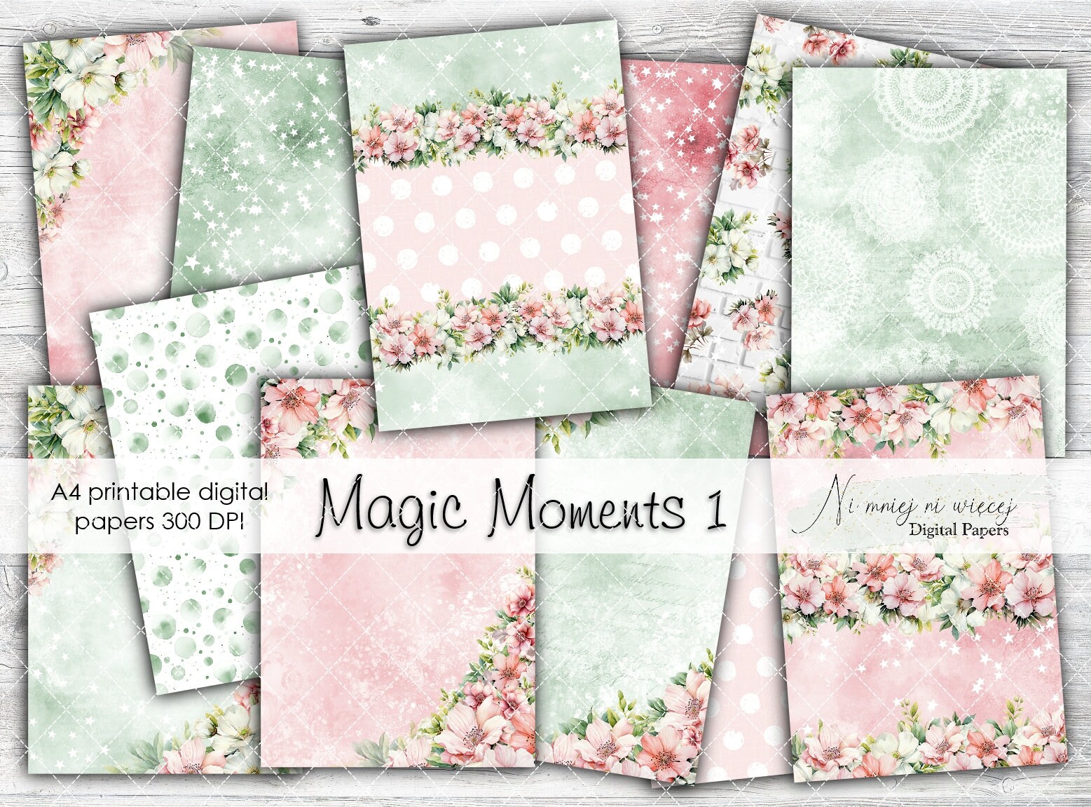 A4 Magic Moments 1 Wedding Collection, Digital Papers for Wedding, Red ...
