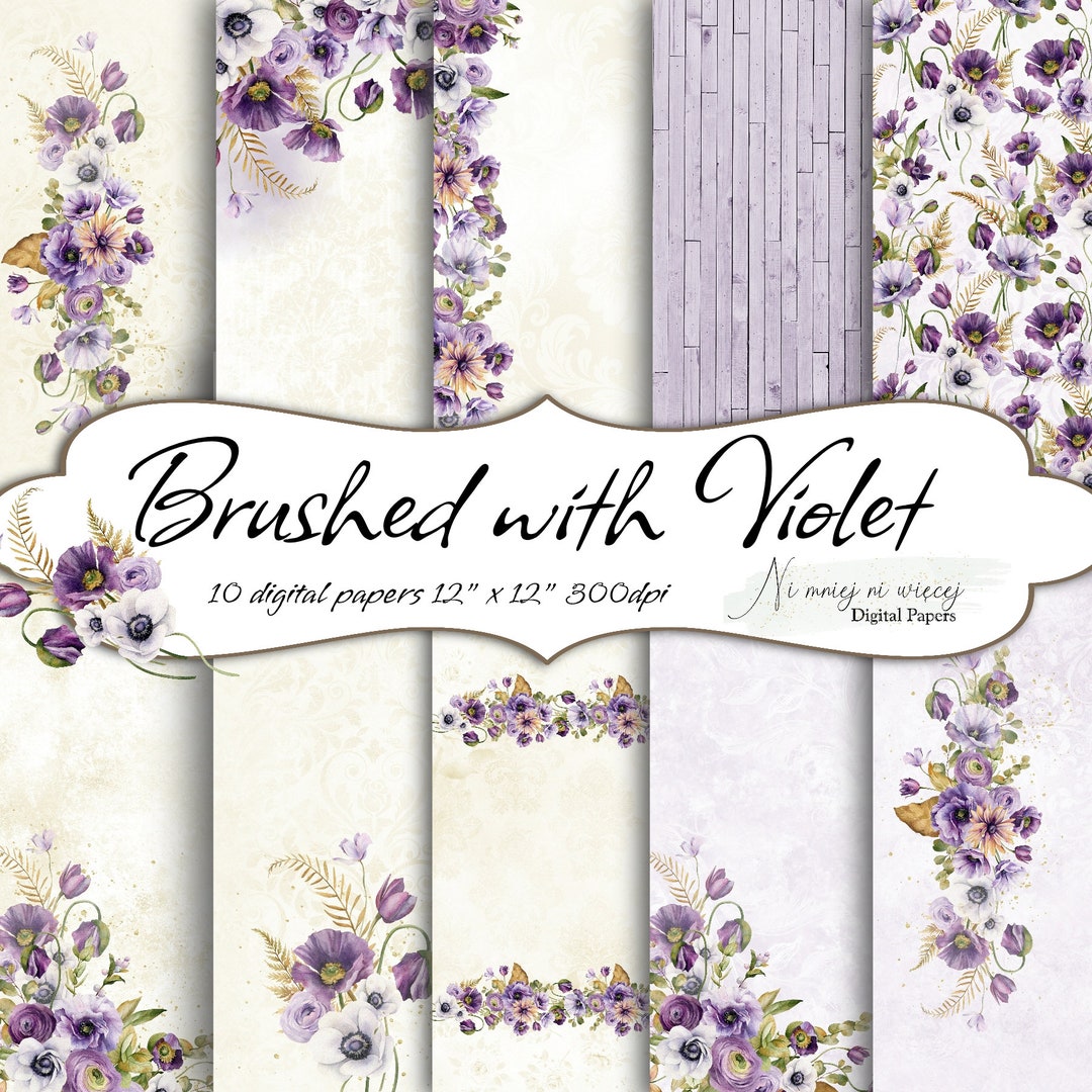 Brushed With Violet Collection, Printable Purple Digital Papers, JPEG ...