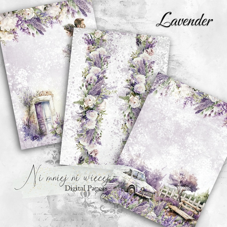A4 Lavender Collection, Printable Digital Papers, JPEG Scrapbooking ...