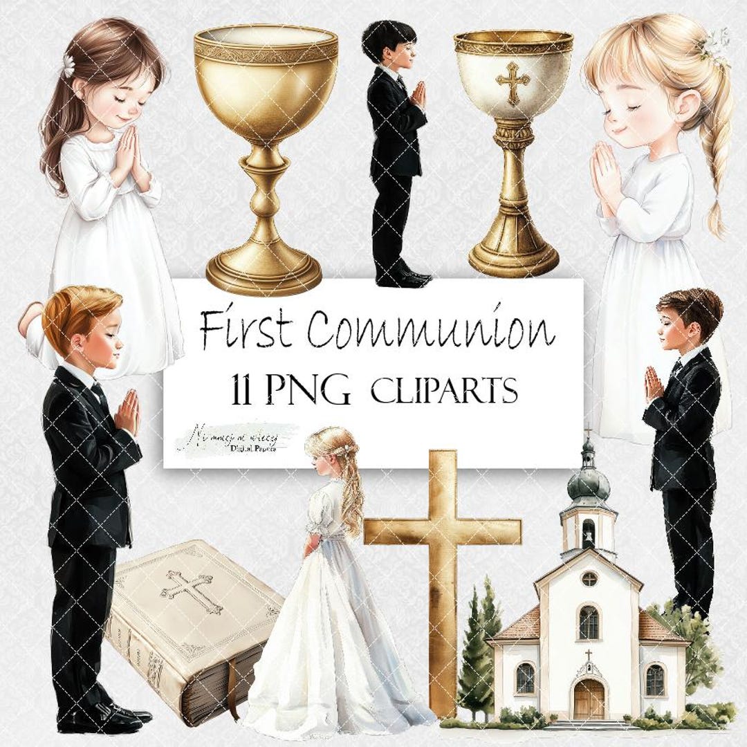 First Communion PNG Watercolor Cliparts, Printable Digital Clipart ...