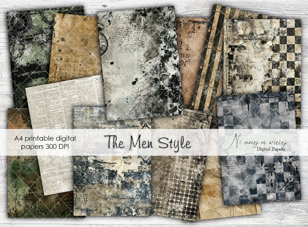 A4 the Men Style Collection, Printable Digital Papers, JPEG Paper Pack ...