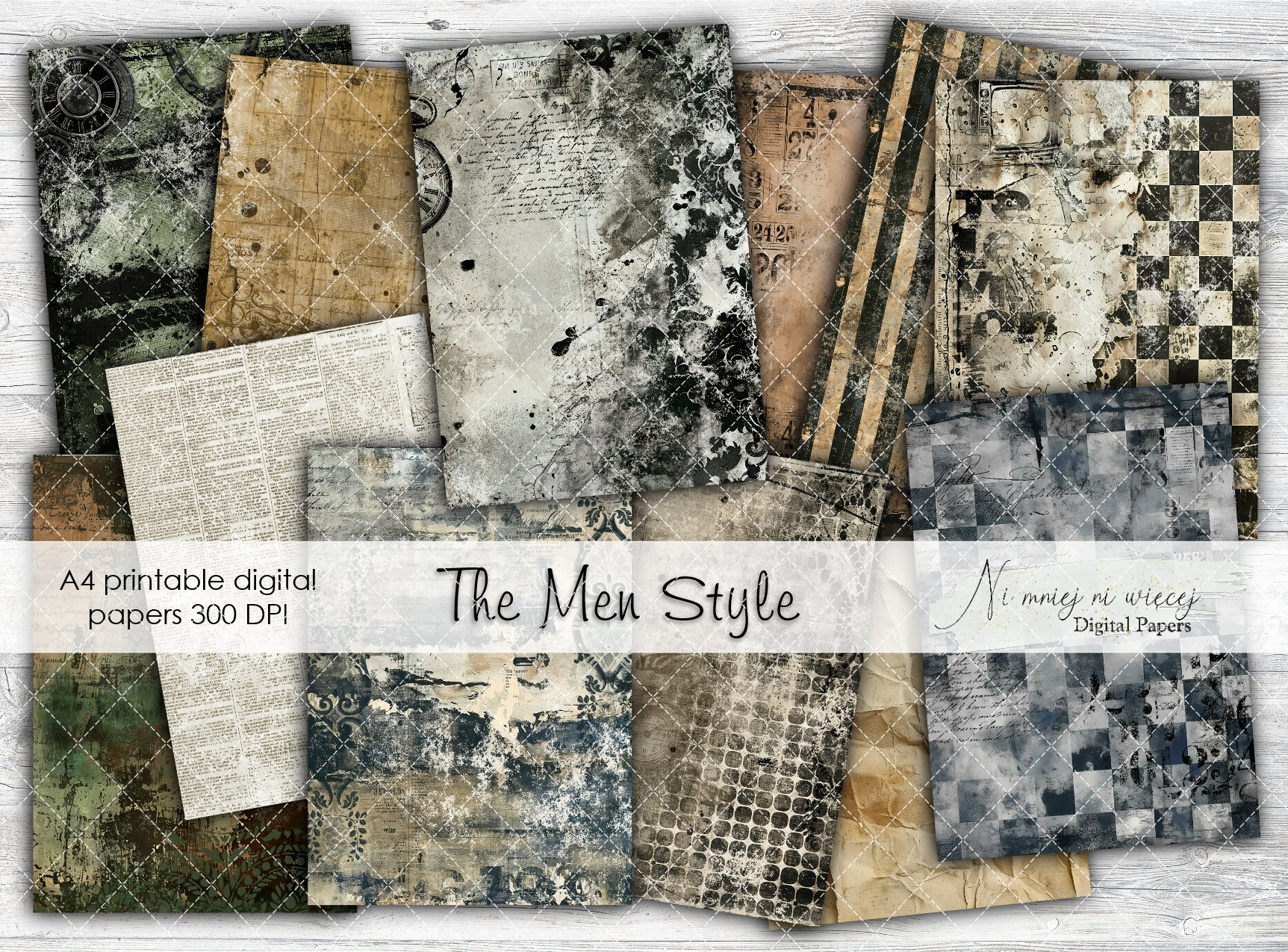 A4 the Men Style Collection, Printable Digital Papers, JPEG Paper Pack ...