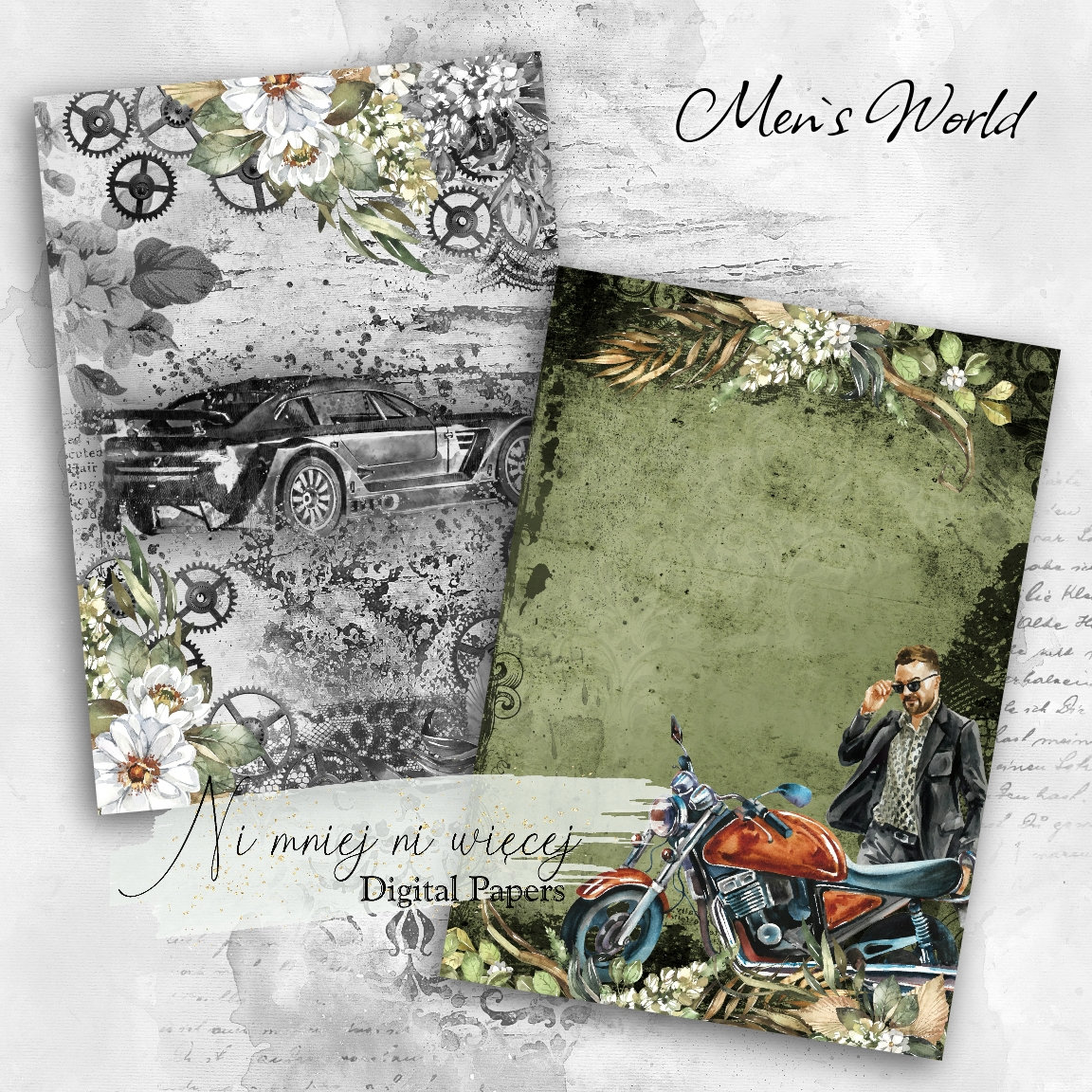 A4 Men's World Collection, Printable Digital Papers, JPEG Paper Pack ...