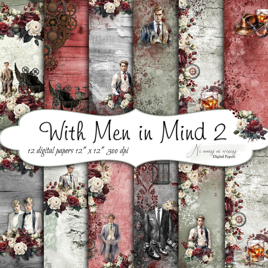 With Men in Mind Collection, Printable Digital Papers, JPEG Paper Pack ...