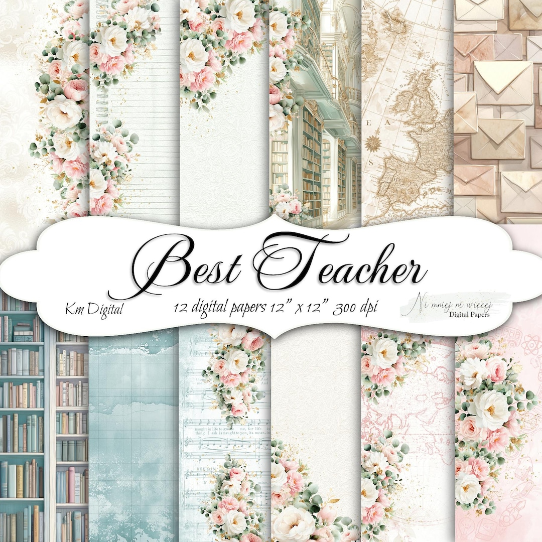 Best Teacher Collection, Printable School Digital Papers, JPEG ...