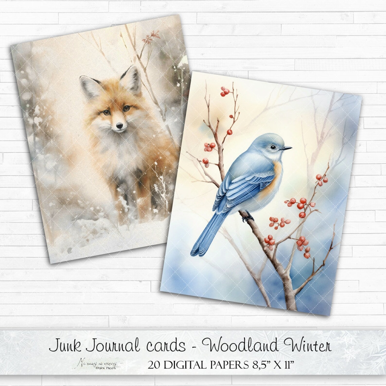 Woodland 8,5' X 11' Digital Papers Collection, Holiday Scrapbook Papers ...