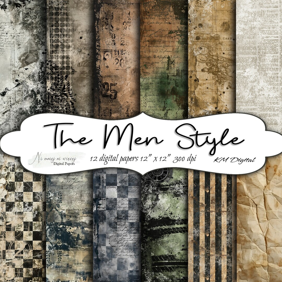 The Men Style Collection, Printable Digital Papers, JPEG Paper Pack ...