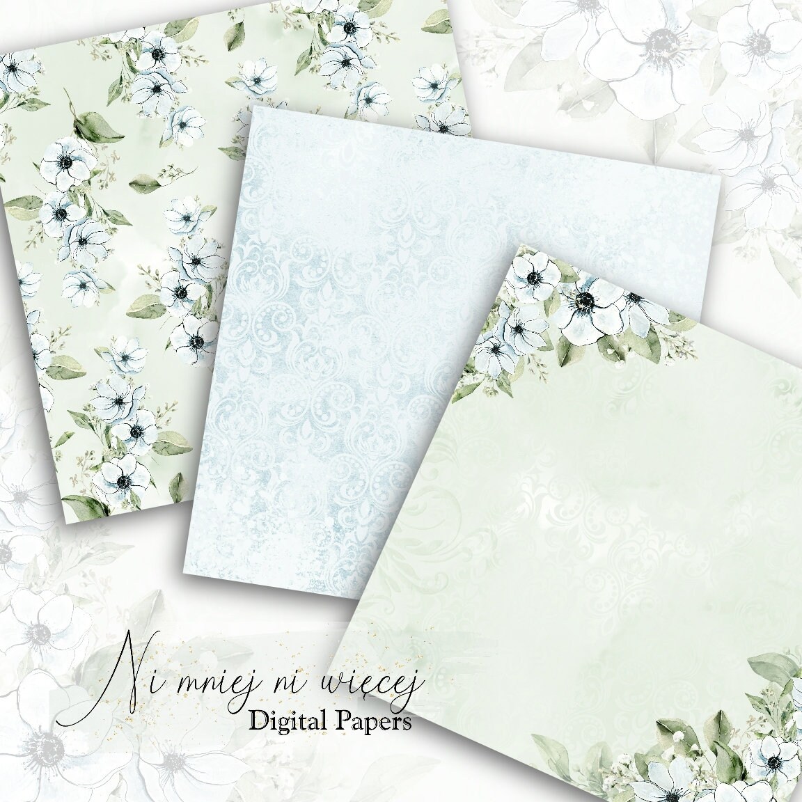 April Mood, Printable Digital Papers, Pastel Spring Floral Papers for ...