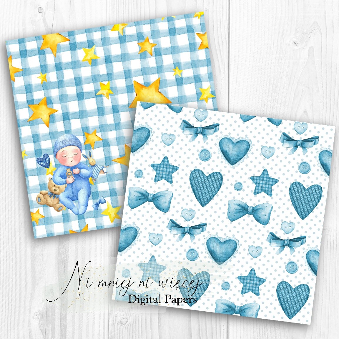 Baby Boy Collection, Printable Digital Papers With Sweet Bears, JPEG ...