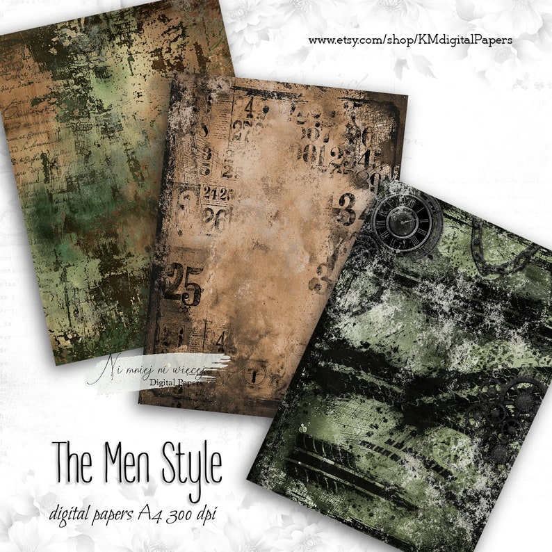 A4 the Men Style Collection, Printable Digital Papers, JPEG Paper Pack ...