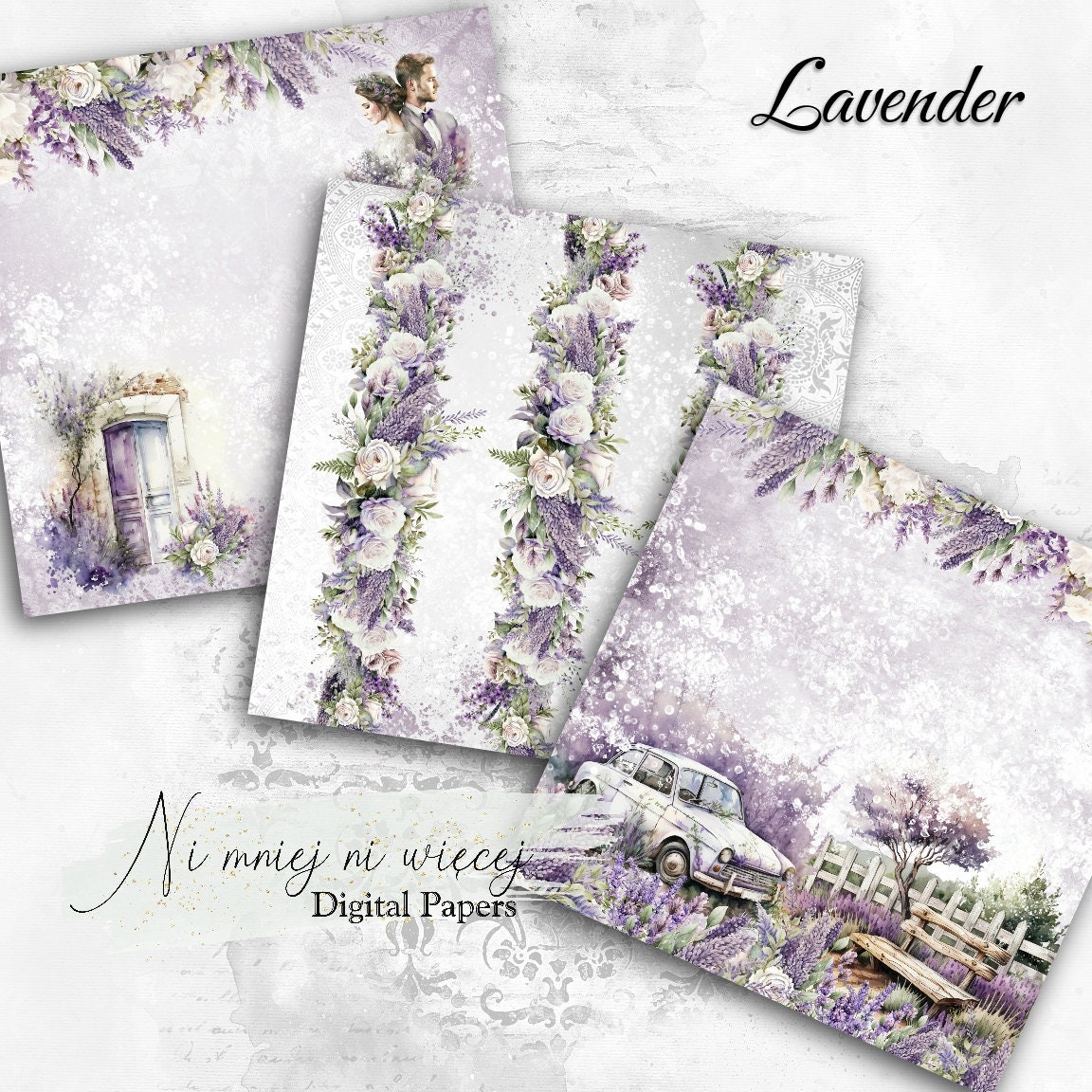 Lavender Collection, Printable Digital Papers, JPEG Scrapbooking Paper ...