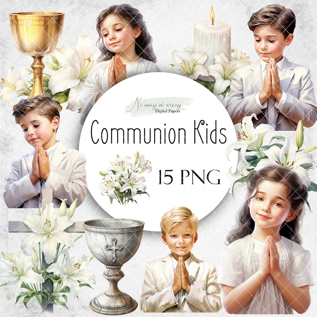 Communion Kids- Collection of PNG Watercolor Cliparts, Printable ...