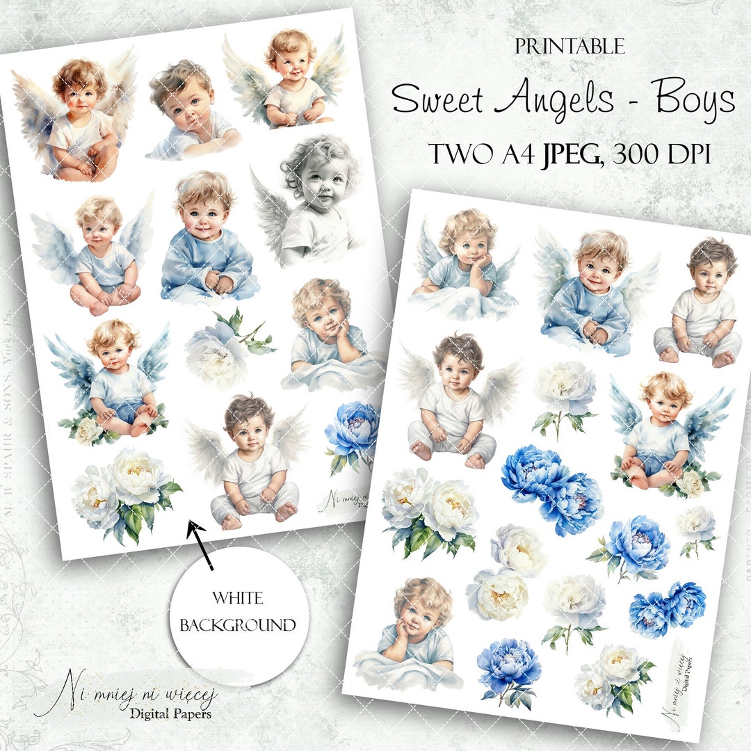 Sweet Angels- Boys Collection of Cliparts, Printable Digital Clipart on ...