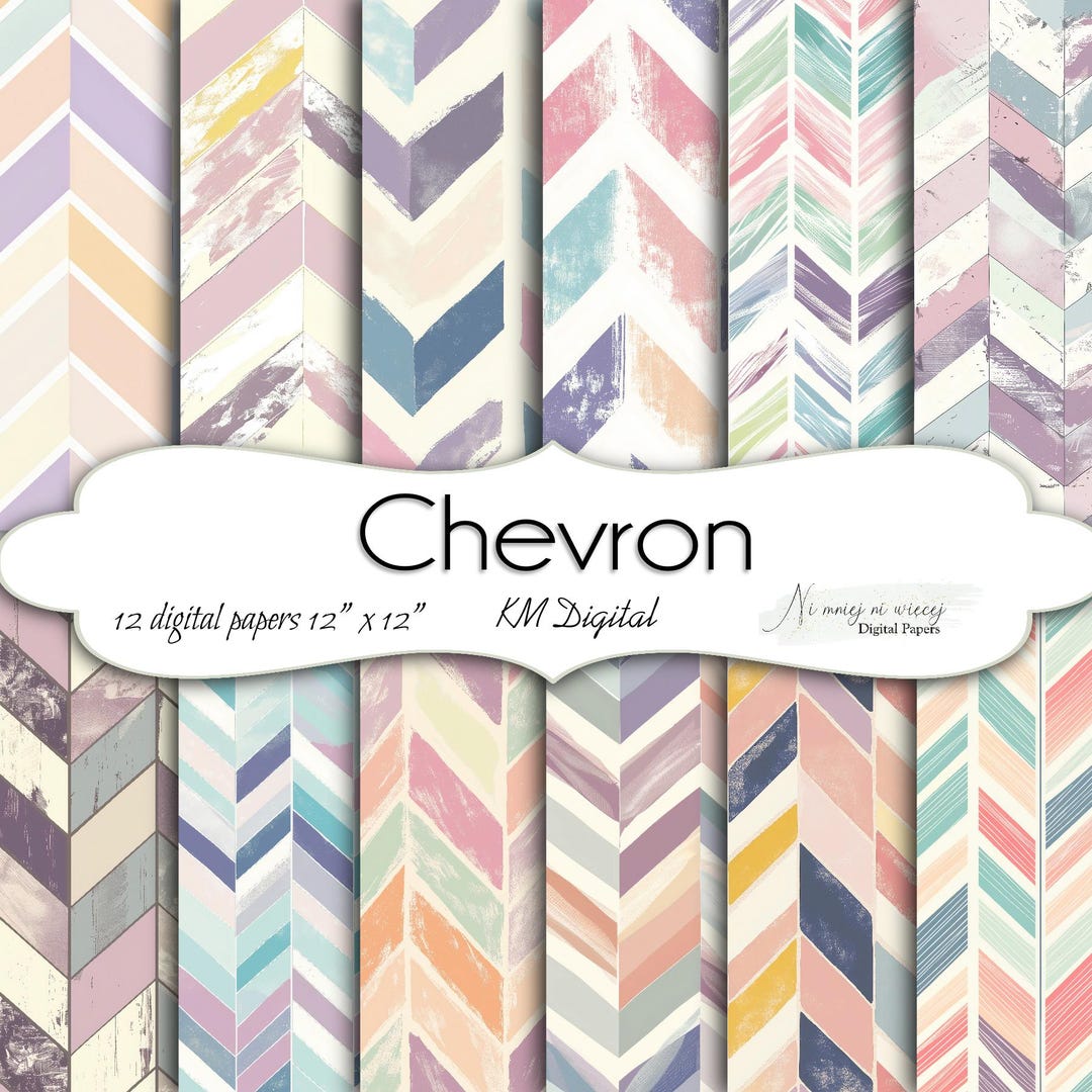 Chevron Collection, Pastel Colors Digital Papers, Damask Printable ...