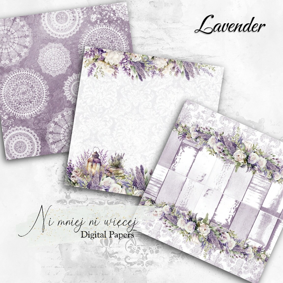 Lavender Collection, Printable Digital Papers, JPEG Scrapbooking Paper ...