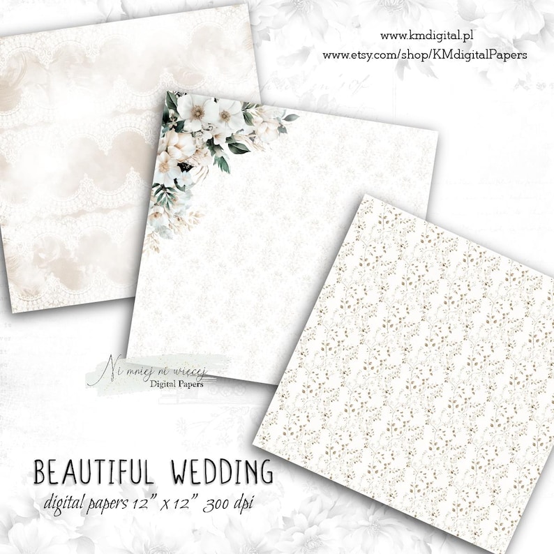 Beautiful Wedding Collection, Printable Wedding Digital Papers, JPEG ...