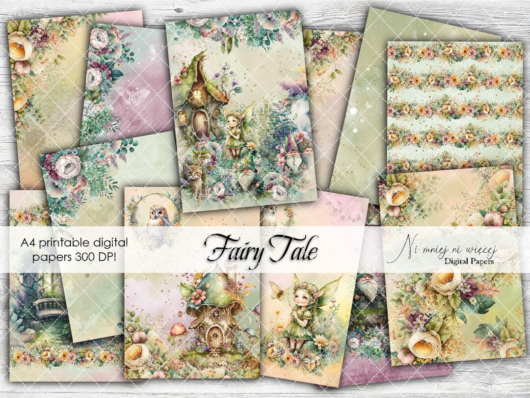 A4 Fairy Tale Collection Printable Digital Papers With Elf - Etsy