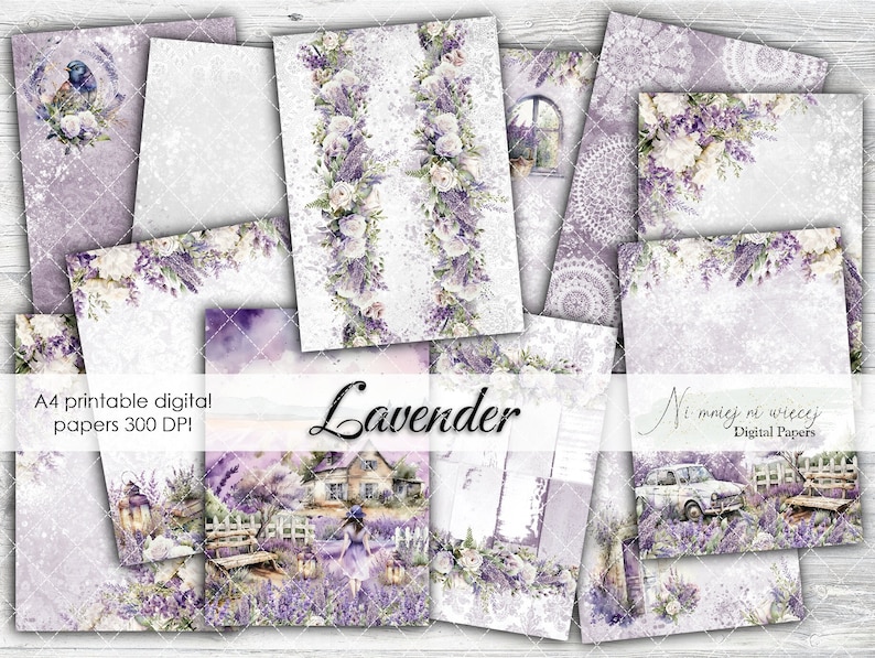 A4 Lavender Collection Printable Digital Papers JPEG - Etsy Australia