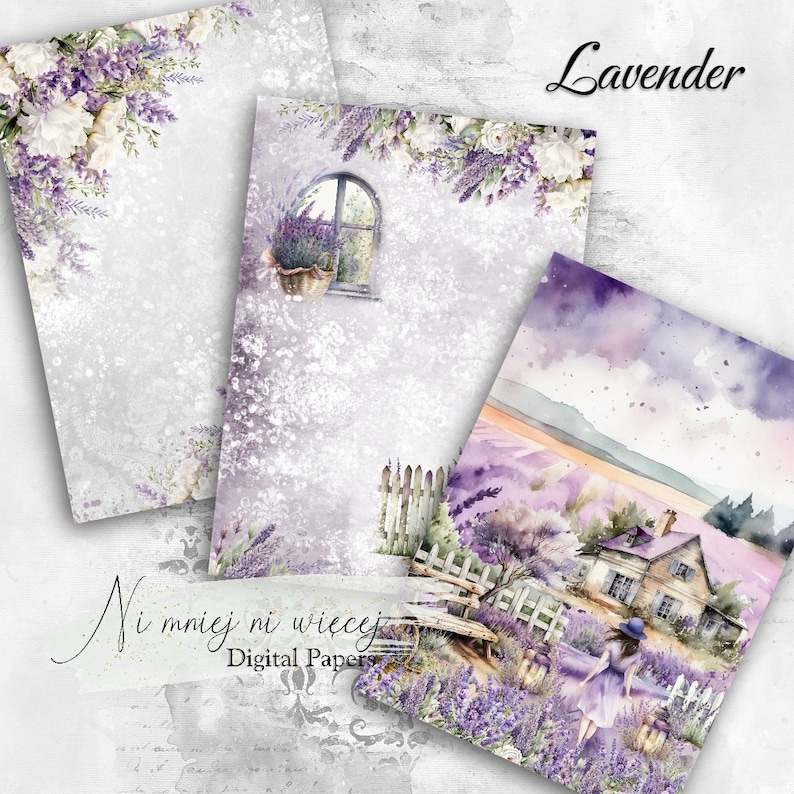 A4 Lavender Collection Printable Digital Papers JPEG - Etsy