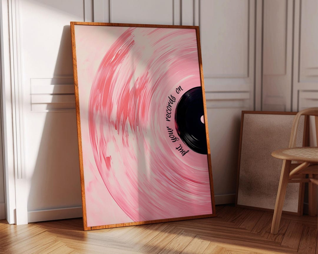 Pink Vinyl Record Wall Art, Retro Maximalist Eclectic Decor, Vinyl ...