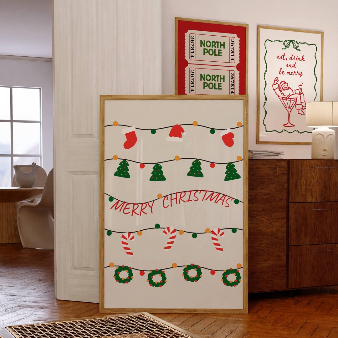 Trendy Christmas Print, Merry Christmas Wall Art, Cute Christmas Home ...