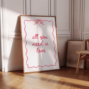 All You Need is Love Poster, Trendy Valentine Retro Love Wall Art ...