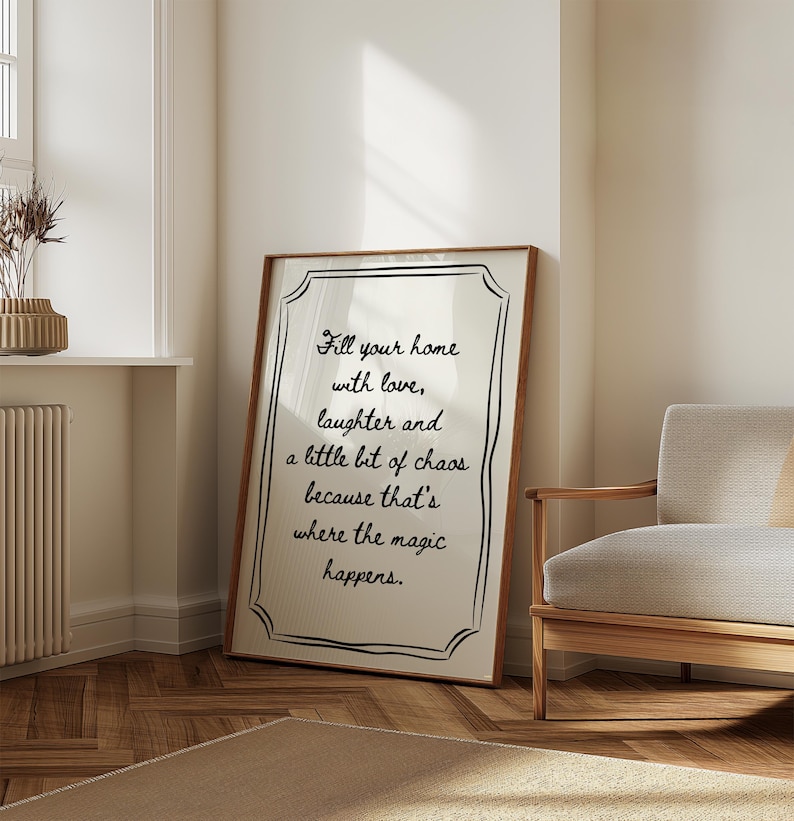 Fill Your Home With Love Print, Cute Home Quote Poster, Living Room ...