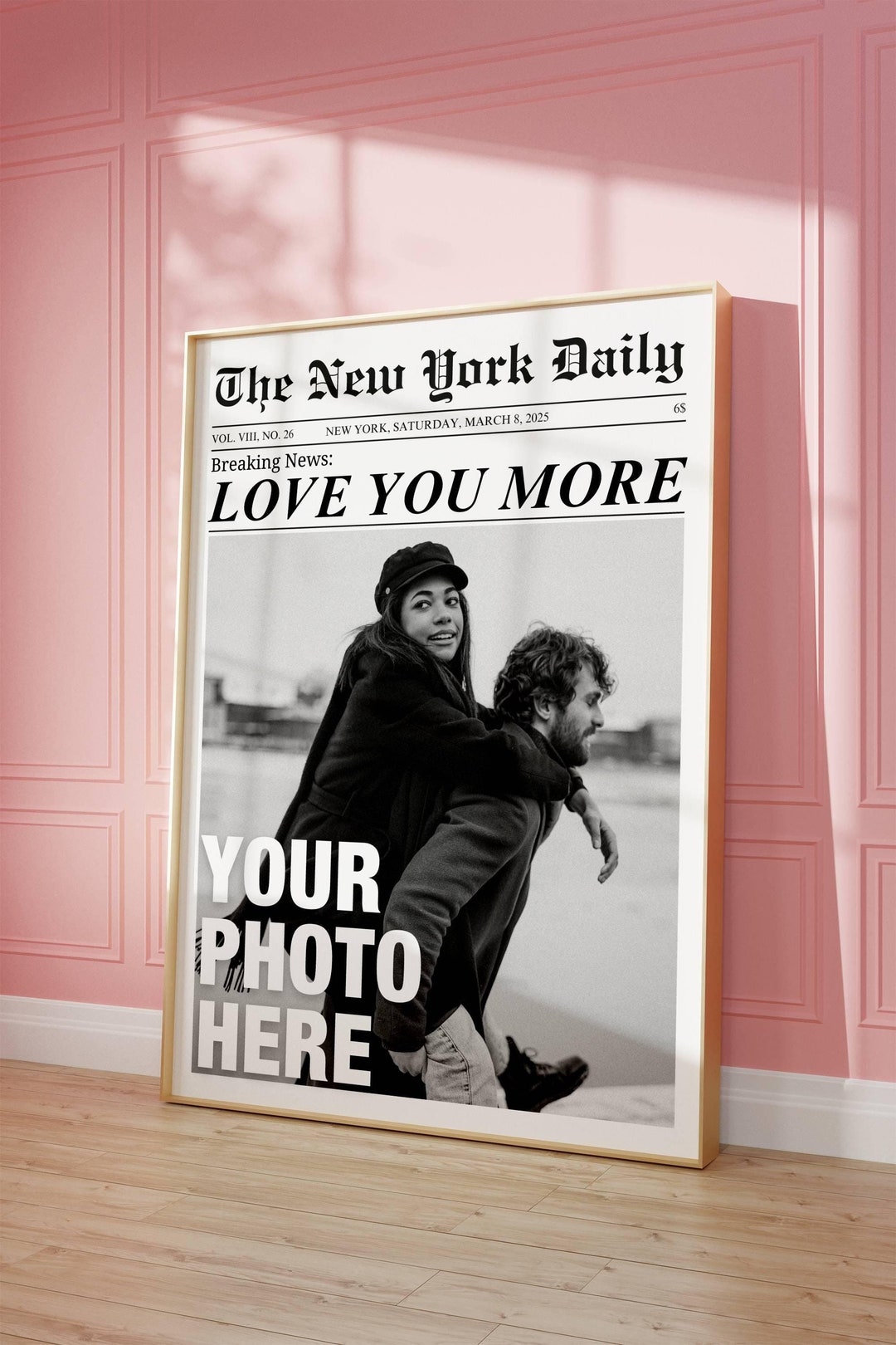 Love You More CUSTOM Newspaper Print, Digital Download, Personalized ...