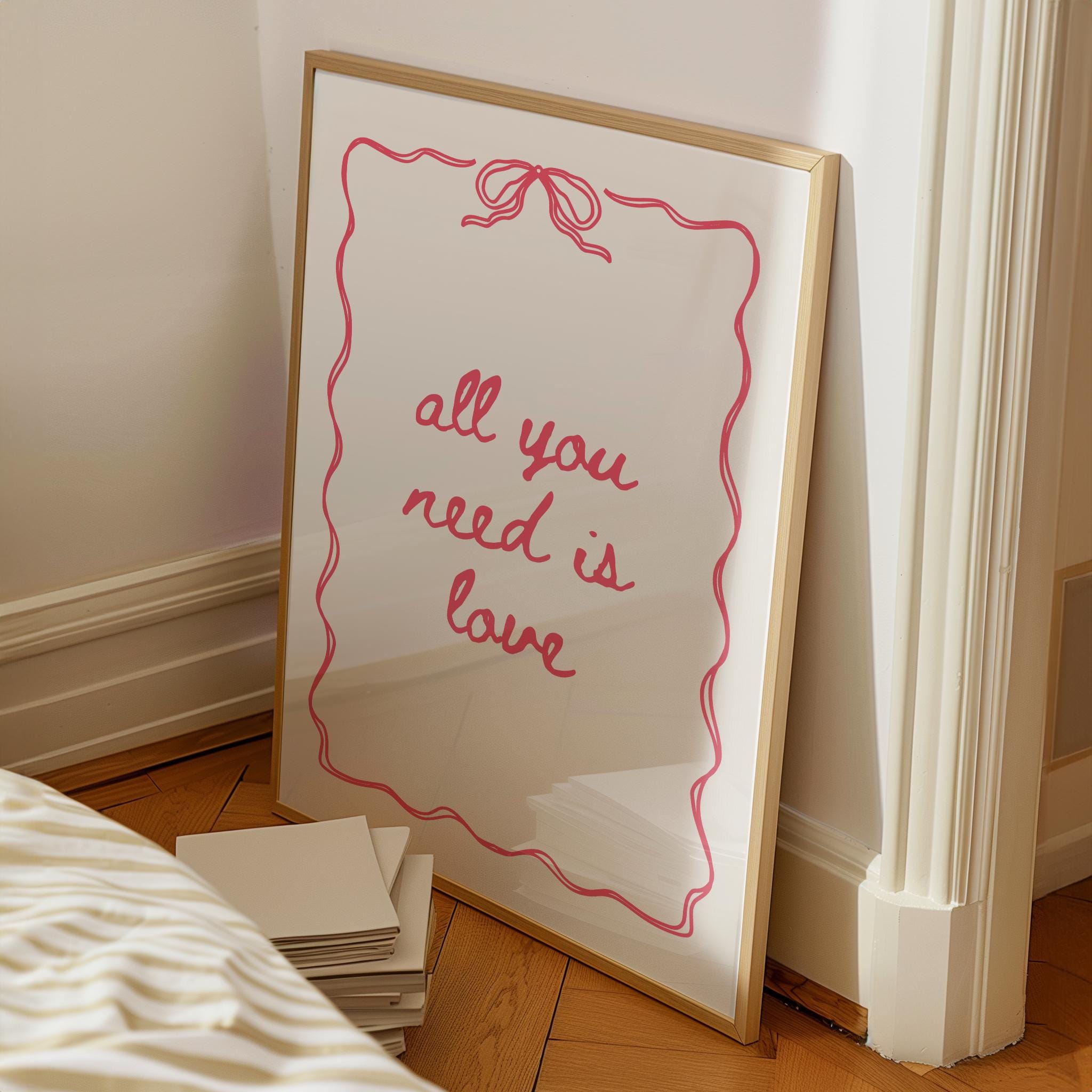 All You Need is Love Poster, Trendy Valentine Retro Love Wall Art ...