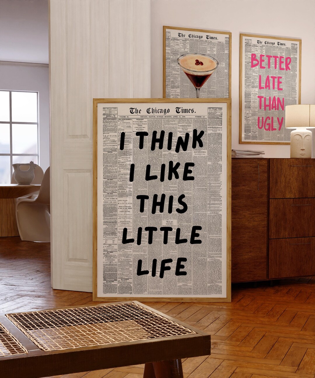 Retro Newspaper Print, I Think I Like This Little Life, Trendy Wall Art ...