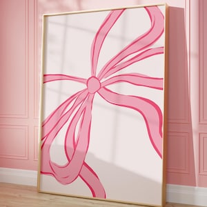 Trendy Pink Bow Wall Art, Preppy Poster, College Apartment Decor ...