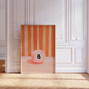 8 Ball Painting Print Bright Pastel Pink Girly Poster Trendy Wall Art ...