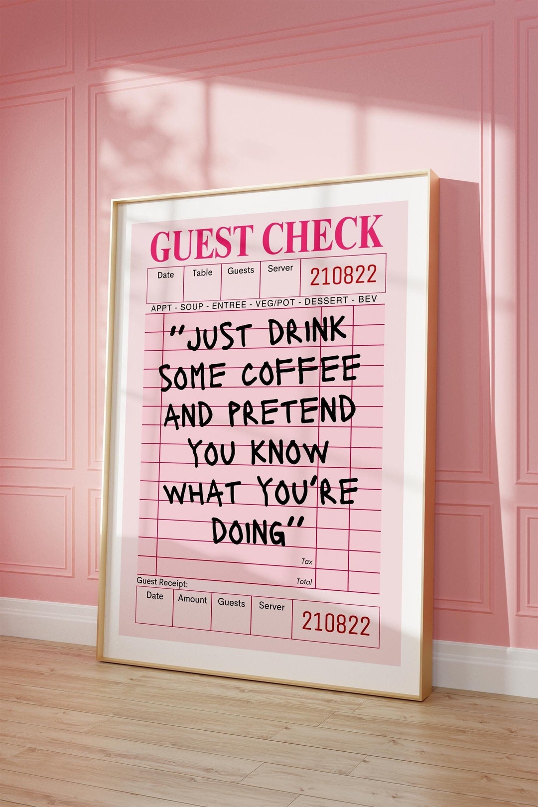 Trendy Guest Check Wall Art, Coffee Bar Cart Decor, Kitchen Print ...