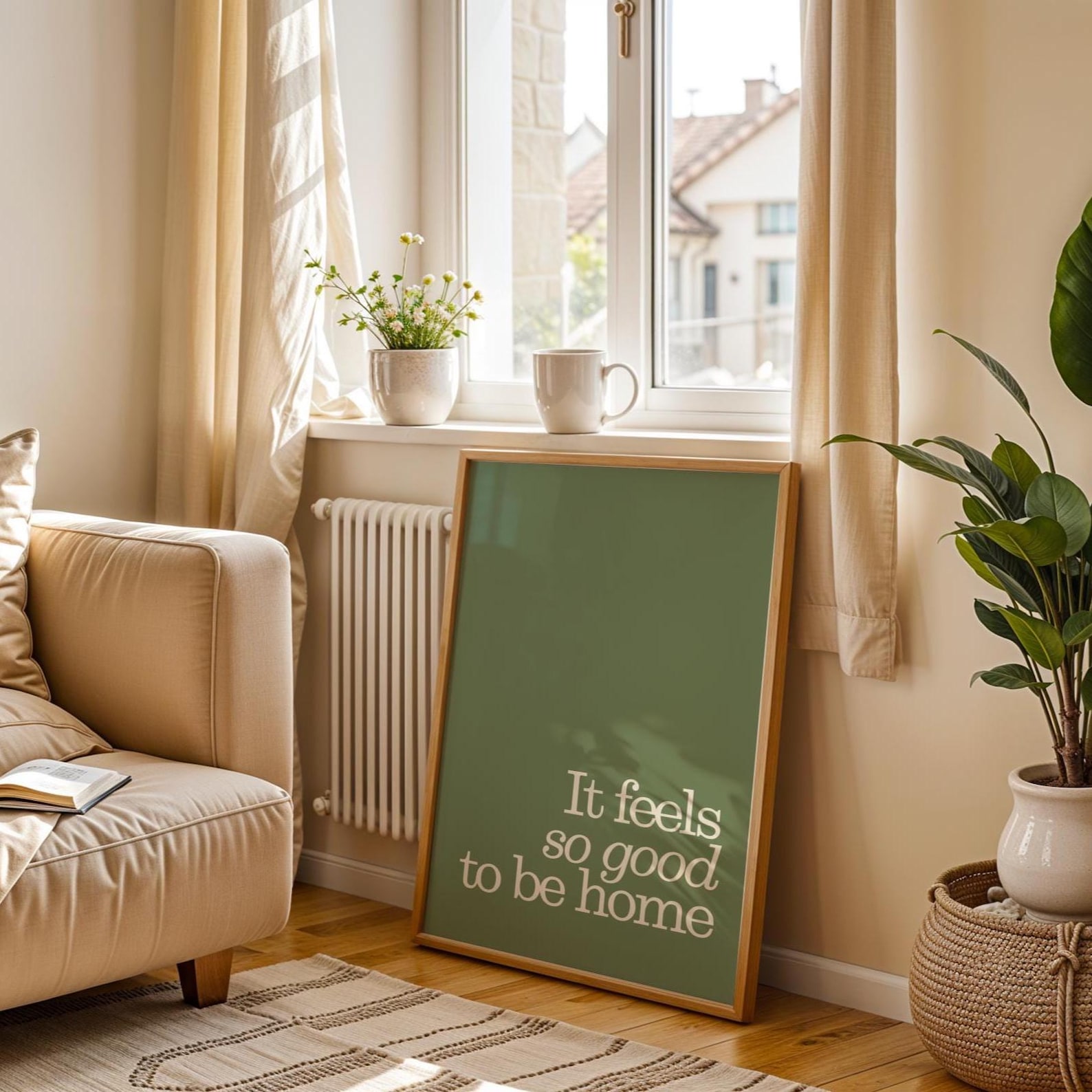 Feels so Good to Be Home Print, Affirmation Quote Poster, Sage Green ...
