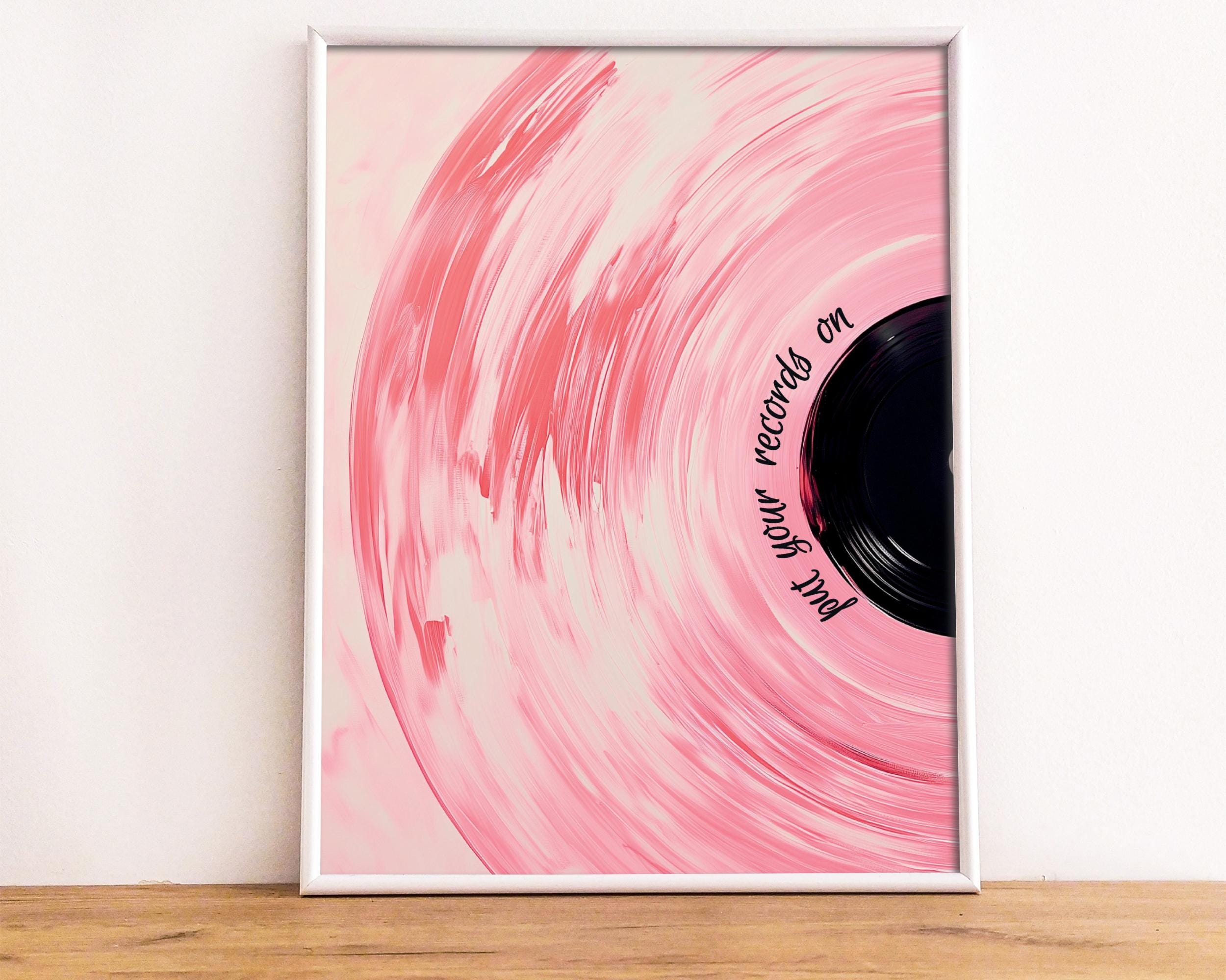 Pink Vinyl Record Wall Art, Retro Maximalist Eclectic Decor, Vinyl ...